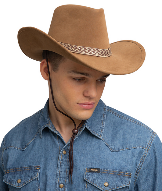 Texan Deluxe Suede Brown Traditional Cowboy Hat Western Rodeo Fancy Dr ...