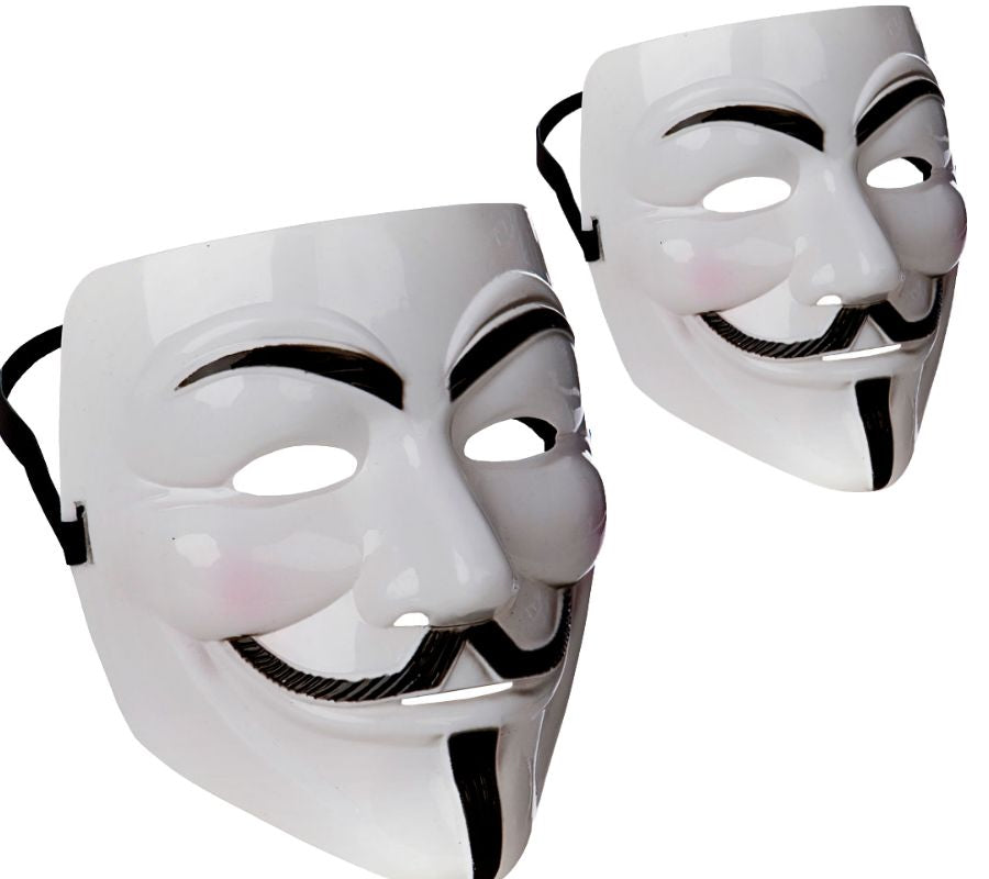White Jokers Masquerade Mask Vendetta Anonymous Fancy Dress Halloween ...