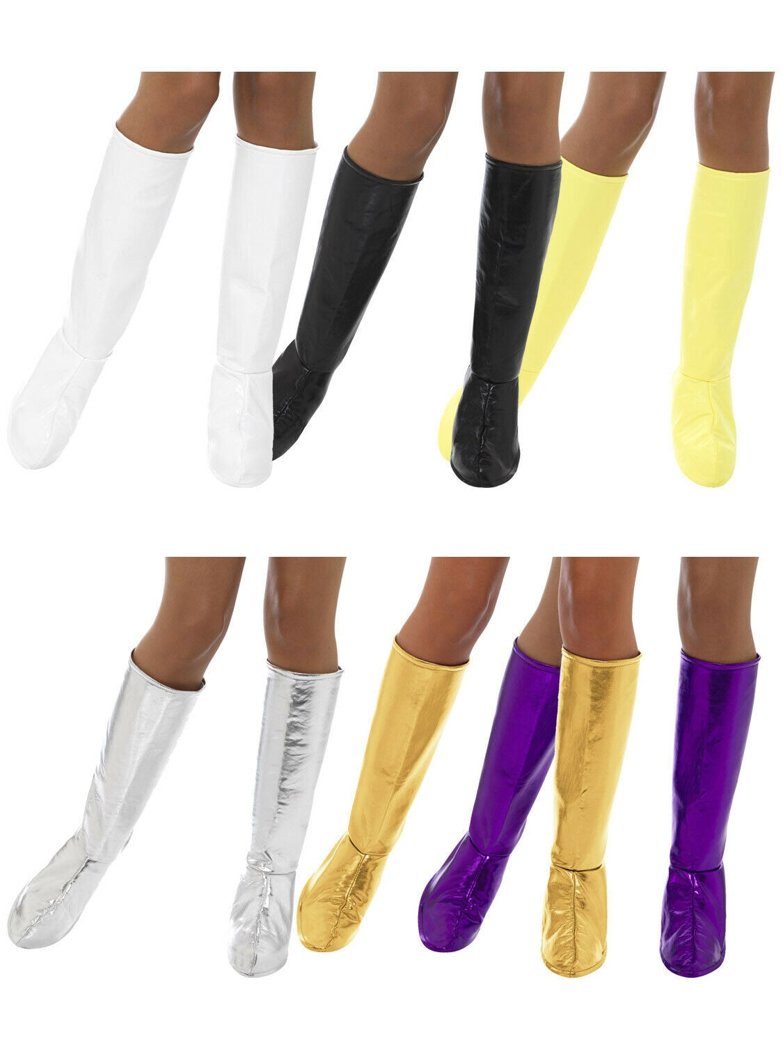 60s 70s PVC Gogo Boot Covers Knee High Ladies Fancy Dress Accessory ...