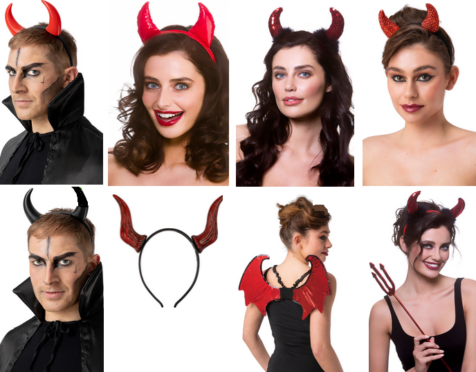 Devil Accessories Halloween Devils Fancy Dress Trident Horns Wings Fan ...