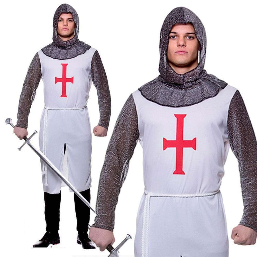 Crusader Knight Mens Medieval Deluxe Adults Fancy Dress Costume St Geo ...