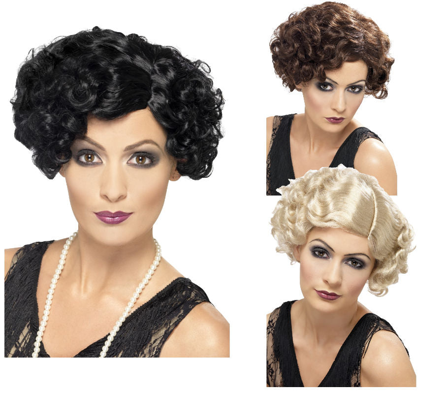 20s Wig Ladies Short Curly Great Gatsby Ladies Flapper Fancy Dress ...