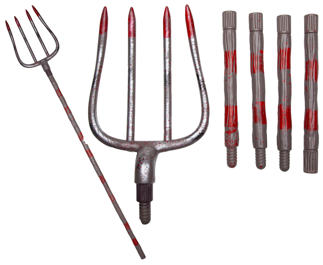 Bloody Pitchfork Halloween Fancy Dress Prop Zombie Plastic Weapon Adul ...