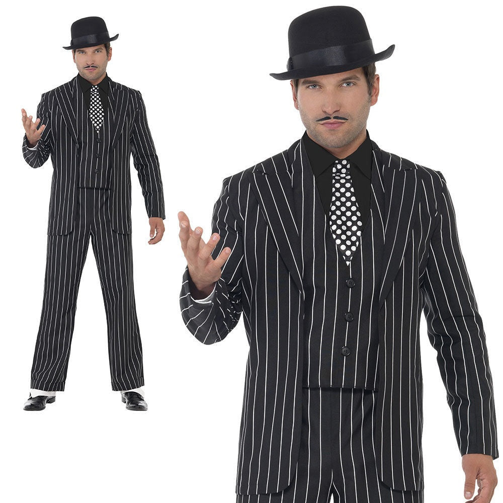 New Adult Vintage Gangster Boss Costume Mens 1920s Mafia Fancy Dress O ...