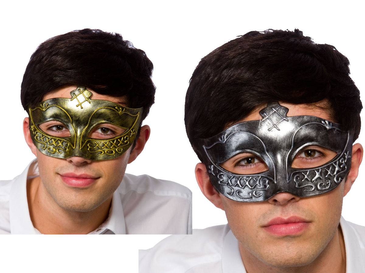 Mens Gladiator Fancy Dress Face Mask Gladiators Mask Gold Or Silver ...