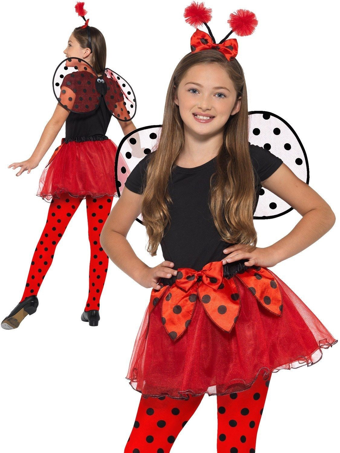 Girls Ladybird Costume Kit Tutu Wings Headband Fancy Dress Kids Book D ...