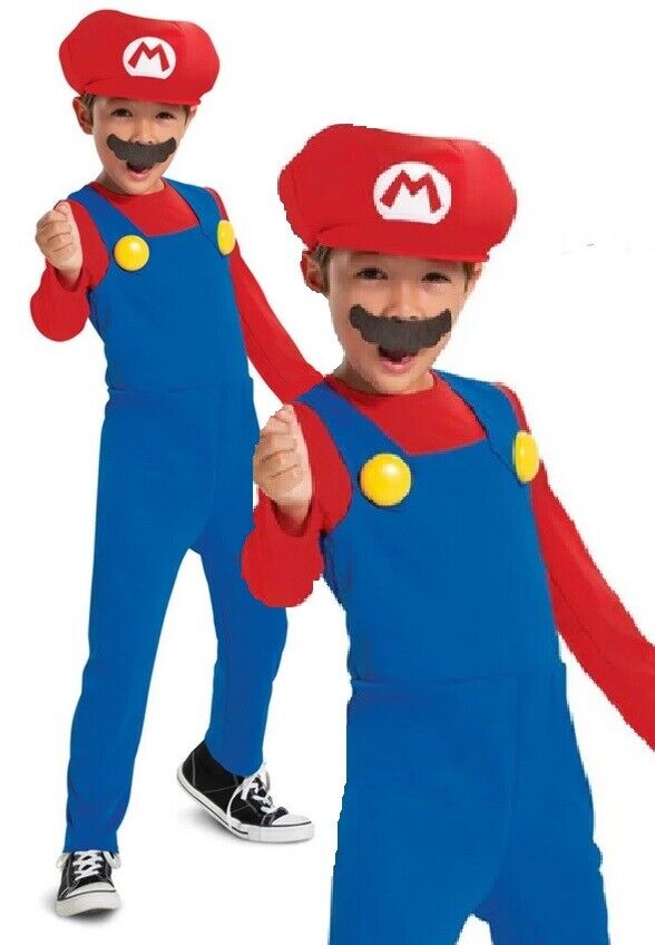 Official Licensed Super Mario Kids Video Game Fancy Dress Costume Age ...