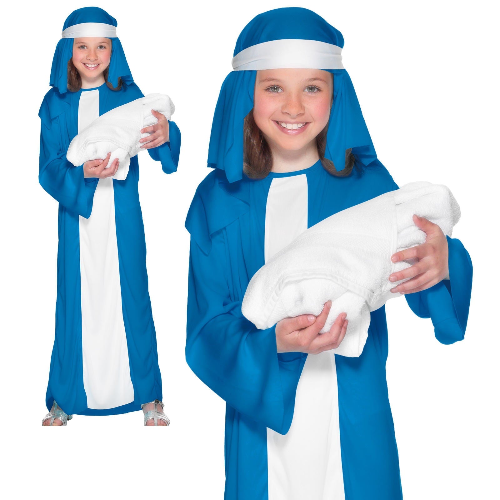 Virgin Mary Costume Nativity Play Christmas Childrens Girls Fancy Dres ...