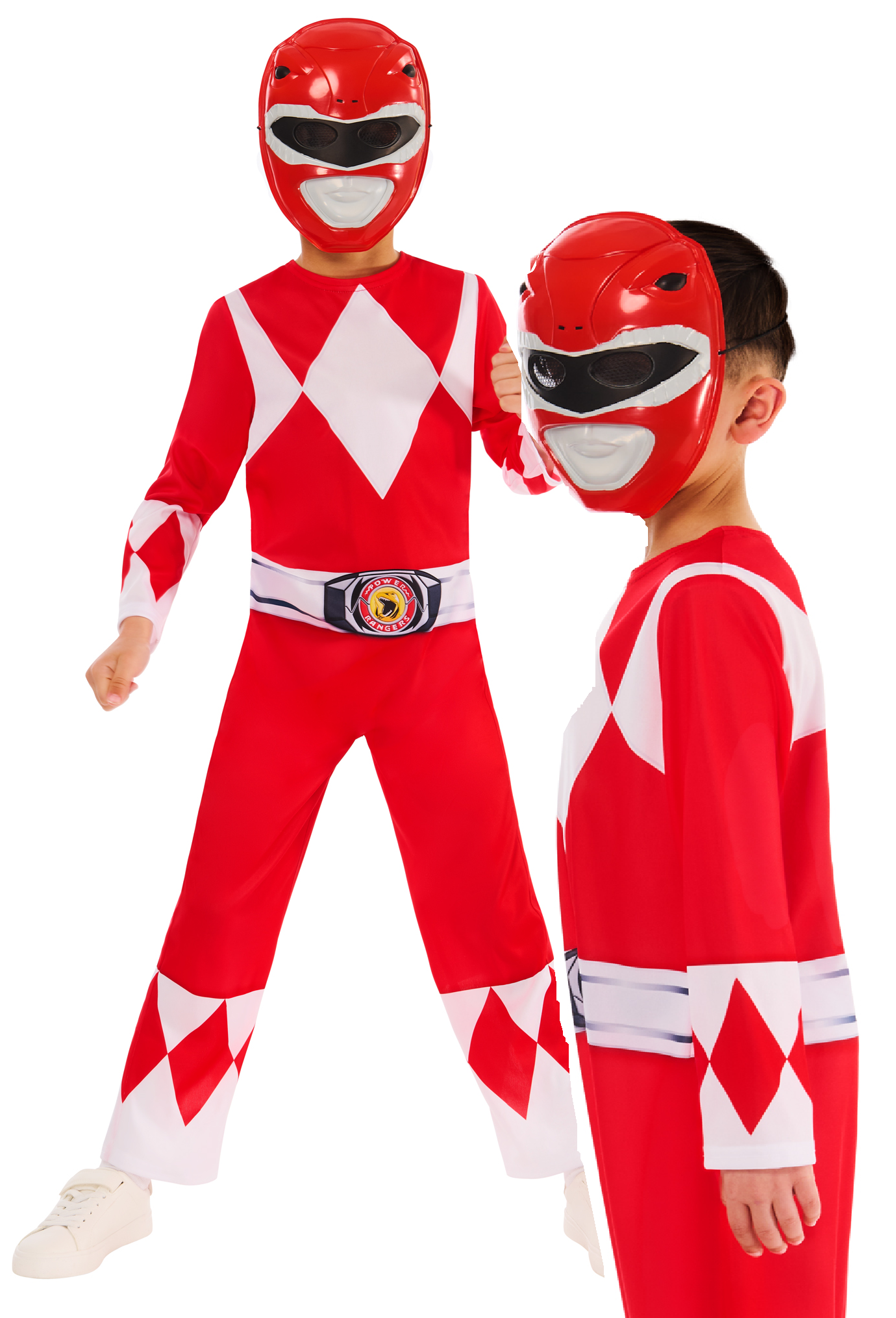 Red Power Ranger Costume Mighty Morpin + Mask Official Kids Fancy Dres ...