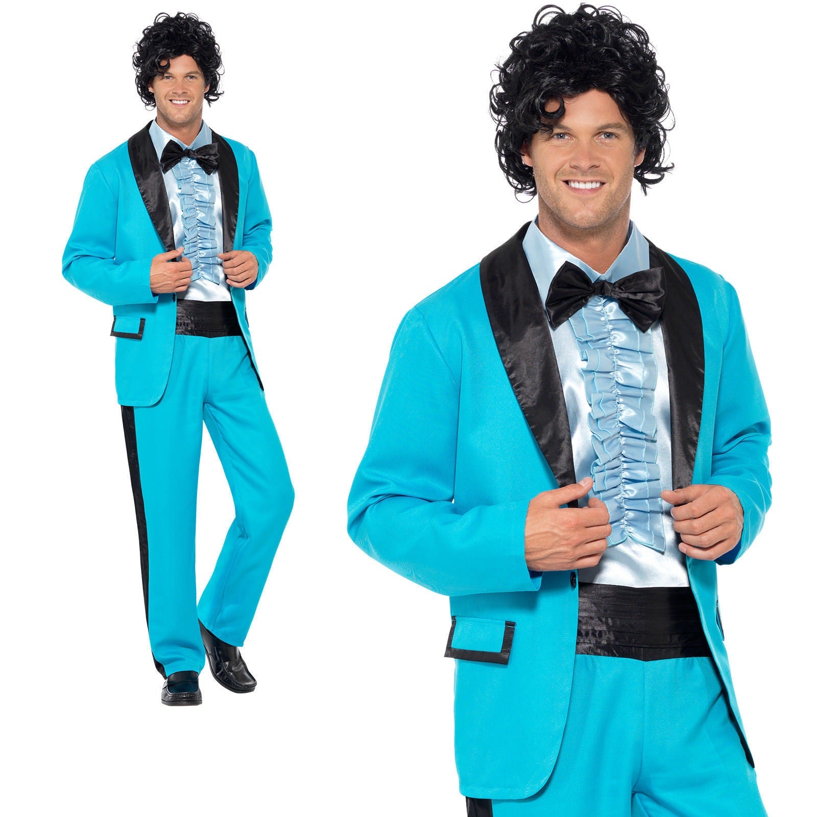 Mens 50s 80s Prom King Costume Wedding Singer Tuxedo Fancy Dress Outfi ...