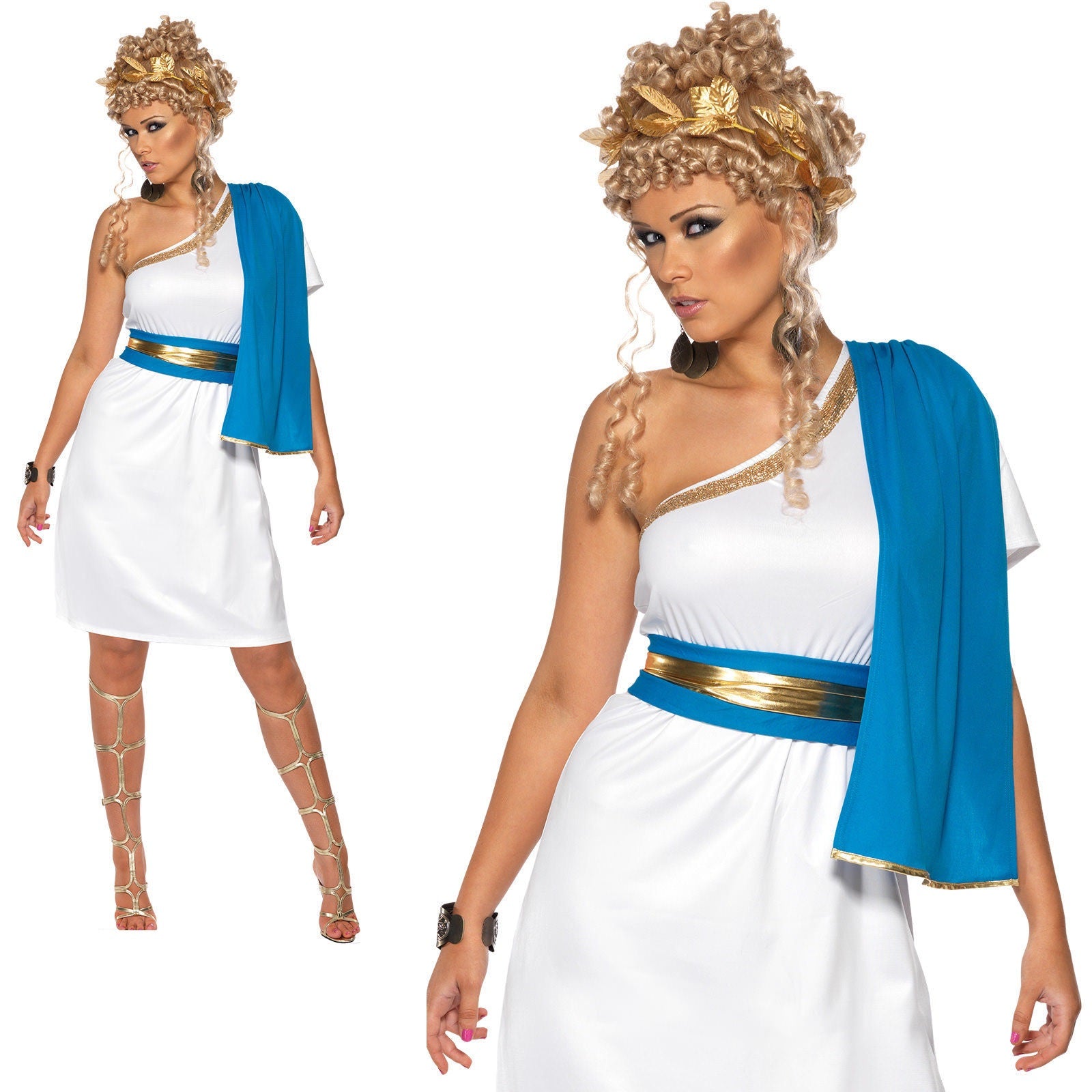 Roman Beauty Costume Womens Ladies Toga Venus Greecian Godess Fancy Dr ...
