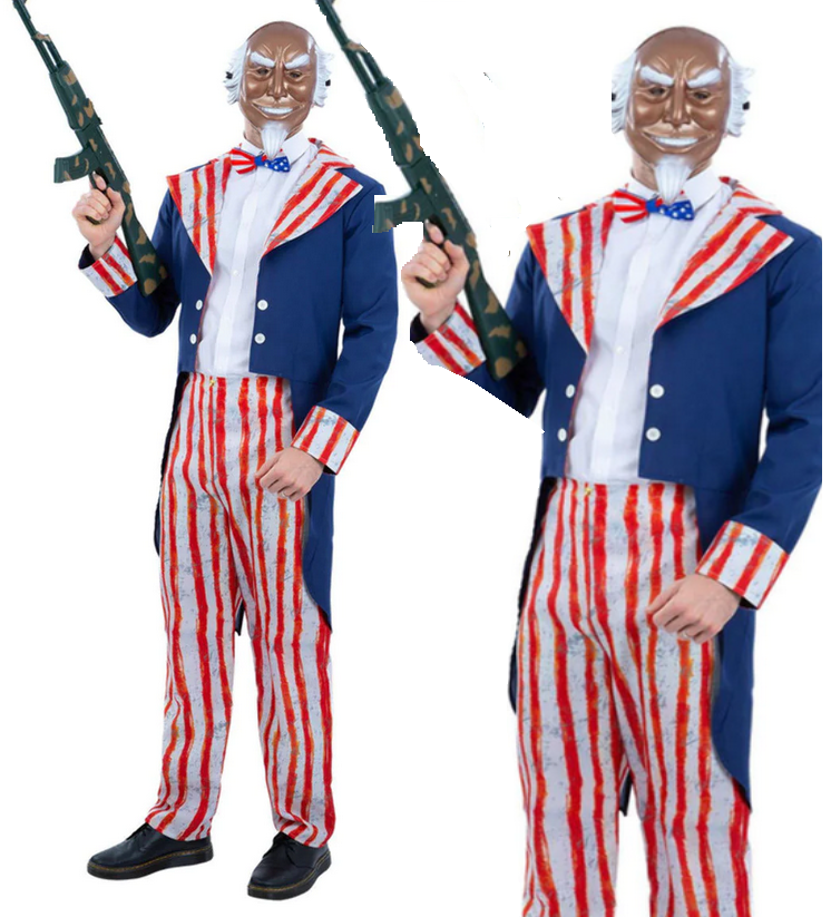 Uncle Sam 4th July American Fancy Dress Costume Horror Patriot Outfit ...