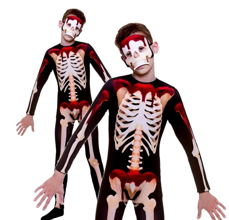 Blood Dripping Skeleton Boys Bodysuit Halloween Skeleton Fancy Dress Z ...