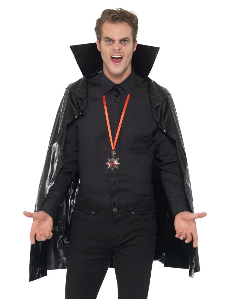 Vampire Cape Adults Black 114cm Long Gothic Fancy Dress Accessory ...