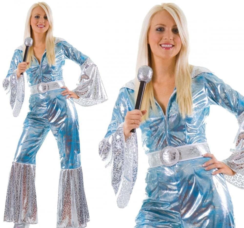 Waterloo Ladies 1970s Costume Pop Jumpsuit Disco Womens Fancy Dress Ou ...
