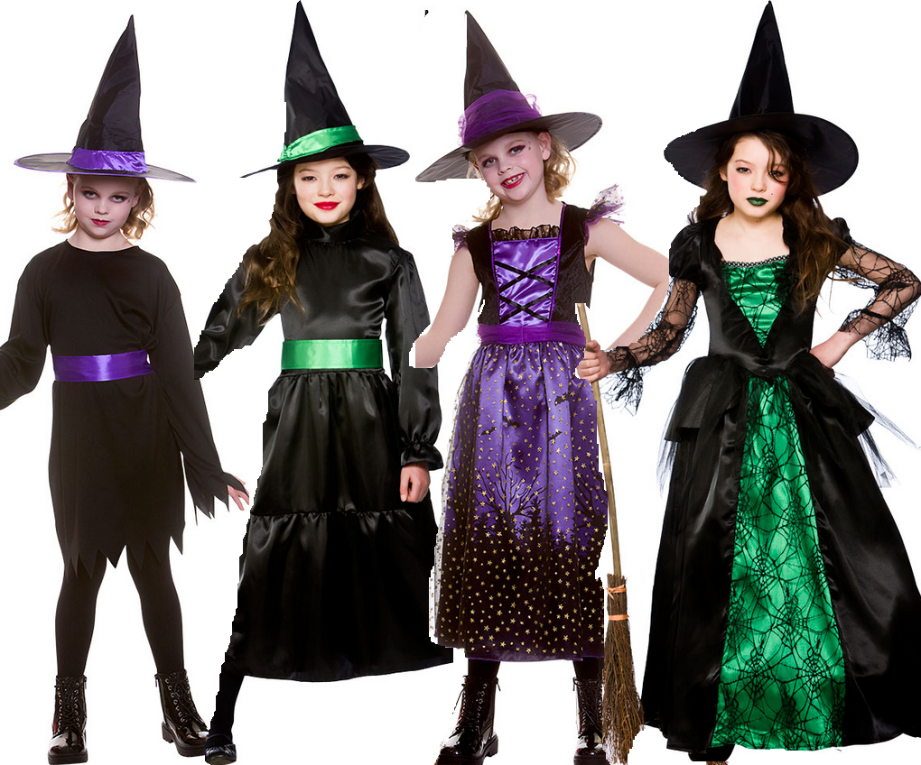 Girls Wicked Witch Costume Halloween Kids Witches Fancy Dress Outfit ...