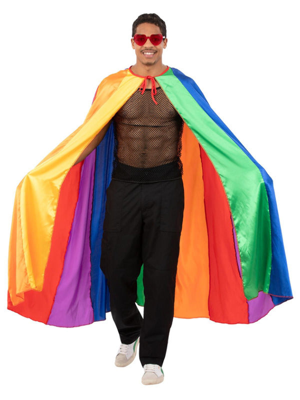 Super Deluxe Cape Adults Pride Rainbow Fancy Dress Cape Silky Mens Lad ...
